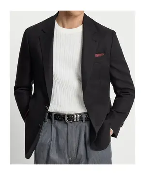 Brunello Cucinelli Silk, Linen And Wool Hopsack Deconstructed Blazer With Metal Buttons