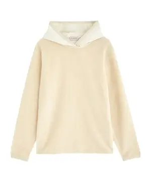 Moncler Logo Hooded Faux Fur Sweatshirt - Nude