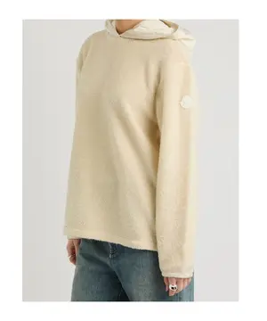 Moncler Logo Hooded Faux Fur Sweatshirt
