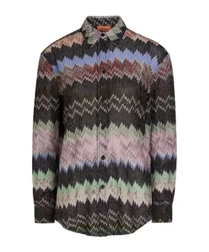 Missoni Snake-pattern Metallic-knit Shirt - Black