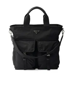 Prada Explore Re-nylon And Leather Tote Bag - Black