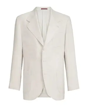 Brunello Cucinelli Linen Micro Chevron Unlined Blazer
