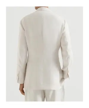 Brunello Cucinelli Linen Micro Chevron Unlined Blazer