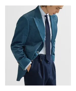 Brunello Cucinelli Effect Cotton Velvet Tailor Blazer With Peak Lapels