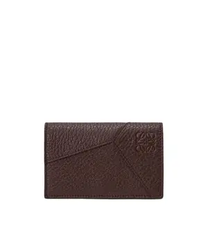Loewe Puzzle Business Cardholder In Supple Grained Calfskin - Chocolate