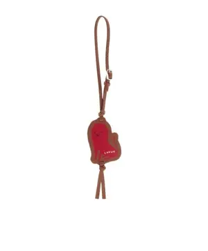 Loewe Lion Tag Charm - Pecan/red