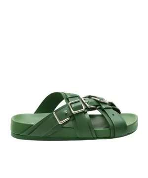 Loewe Vegetable-tanned Calfskin Fussbett Sandals - Avocado Green