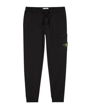 Stone Island Logo Cotton Sweatpants - Black