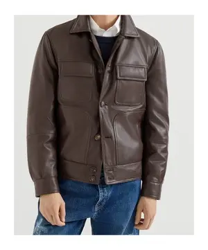 Brunello Cucinelli Nappa Leather Outerwear Jacket With Thermore Padding