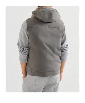 Brunello Cucinelli Waxed Techno-cotton Down Vest With Detachable Hood