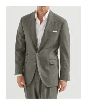 Brunello Cucinelli Virgin Wool Flannel Cavallo Tailor Blazer With Metal Buttons