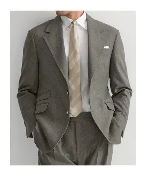 Brunello Cucinelli Virgin Wool Flannel Cavallo Tailor Blazer With Metal Buttons