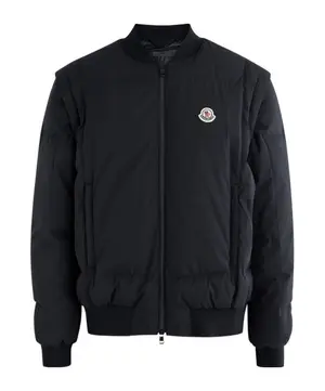 Moncler Taku Logo Padded Shell Bomber Jacket - Black