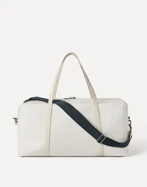 Brunello Cucinelli Cotton And Linen Canvas Travel Bag With Logo - Silver