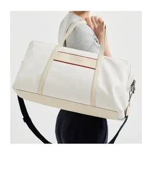 Brunello Cucinelli Cotton And Linen Canvas Travel Bag With Logo - Silver