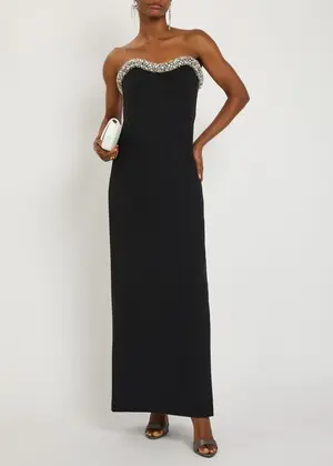 Simkhai Riona Embellished Strapless Crepe Gown - Black