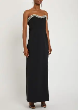 Simkhai Riona Embellished Strapless Crepe Gown - Black