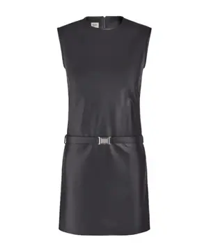TOD'S Belted Leather Mini Dress - Black