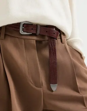 Brunello Cucinelli Lizard-effect Calfskin Belt With Shiny Loop
