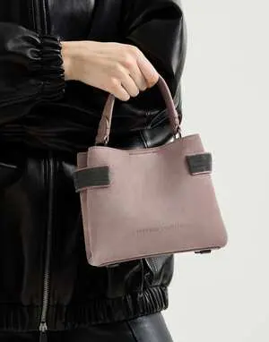 Brunello Cucinelli Essence Small Top-handle Bag In Suede With Precious Bands