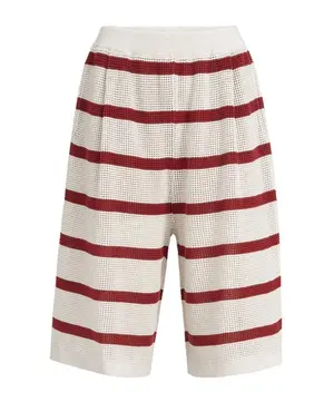 Brunello Cucinelli Brunello Cucinelli Striped Knit Bermuda Shorts White