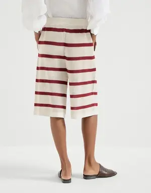 Brunello Cucinelli Striped Knit Bermuda Shorts - White