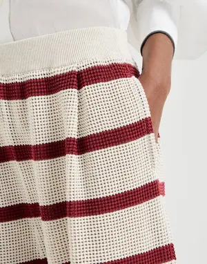 Brunello Cucinelli Striped Knit Bermuda Shorts - White