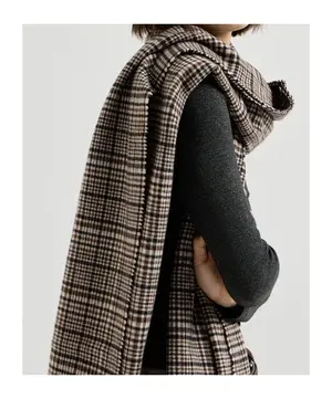 Brunello Cucinelli Cashmere Prince Of Wales Scarf - Brown