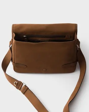 Prada Nubuck Leather Shoulder Bag - Cocoa Brown