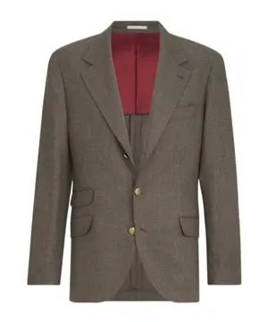 Brunello Cucinelli Mouliné Virgin Wool Twill Deconstructed Cavallo Blazer - Brown