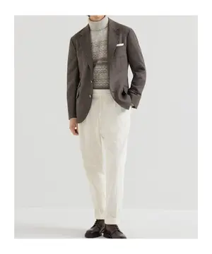 Brunello Cucinelli Mouliné Virgin Wool Twill Deconstructed Cavallo Blazer