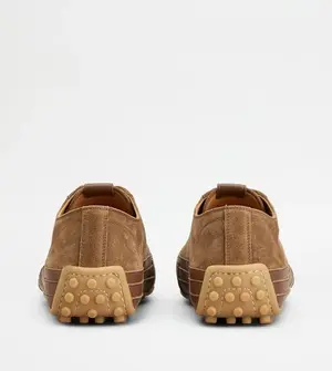 TOD'S Suede Calfskin Round Toe Lace-up Sneakers With Rubber Sole