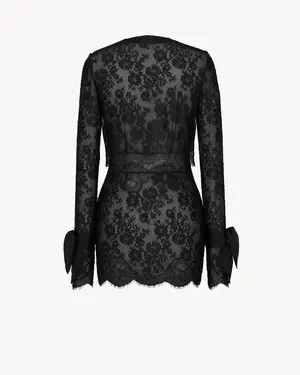 Saint Laurent Long Sleeve Lace Dress