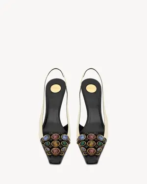Saint Laurent Iceland Slingback Pumps In Smooth Leather And Crystals