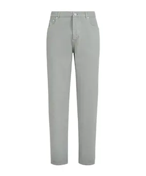Brunello Cucinelli Garment-dyed Twisted Cotton Gabardine Trousers - Gray