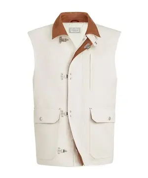 Brunello Cucinelli Cotton And Linen Canvas Vest With Suede Inserts