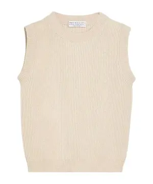 Brunello Cucinelli Sparkling Cashmere English Rib Sweater Vest