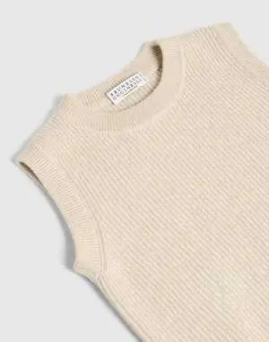 Brunello Cucinelli Sparkling Cashmere English Rib Sweater Vest
