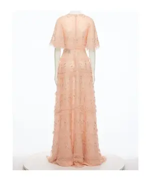 Valentino Garavani Round Neck Short Sleeve Lace Dress