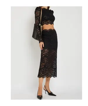 Rabanne Floral Stretch-guipure Lace Midi Skirt