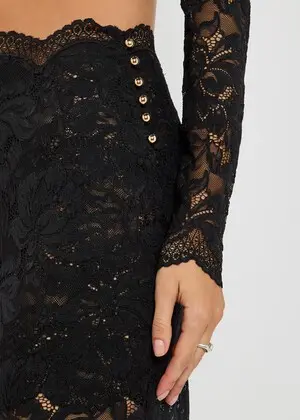 Rabanne Floral Stretch-guipure Lace Midi Skirt