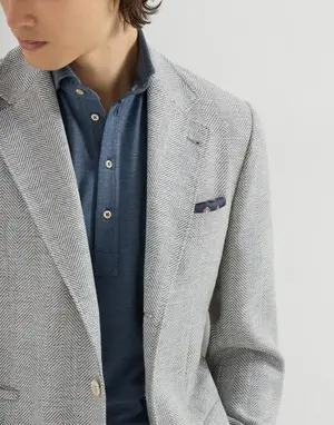 Brunello Cucinelli Wool, Alpaca And Silk Chevron Deconstructed Blazer