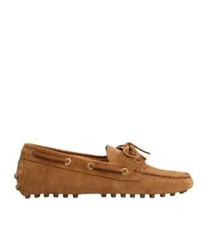 TOD'S Tod's Gommino Suede Loafers With Loop Laces Brown