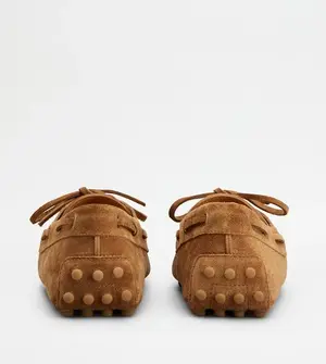 TOD'S Gommino Suede Loafers With Loop Laces - Brown