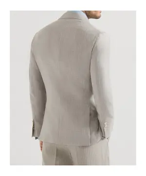 Brunello Cucinelli Cashmere And Silk Chevron Deconstructed Blazer With Peak Lapels