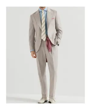 Brunello Cucinelli Cashmere And Silk Chevron Deconstructed Blazer With Peak Lapels