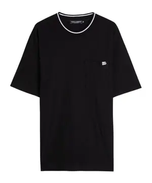 Dolce & Gabbana Logo-embroidered Piqué Cotton T-shirt - Black