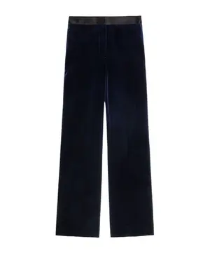 Victoria Beckham Wide-leg Velvet Trousers - Black