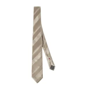 Brunello Cucinelli Striped Silk Tie - Ivory