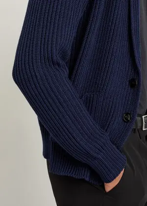 TOM FORD Shawl-collar Ribbed Cotton And Silk-blend Cardigan